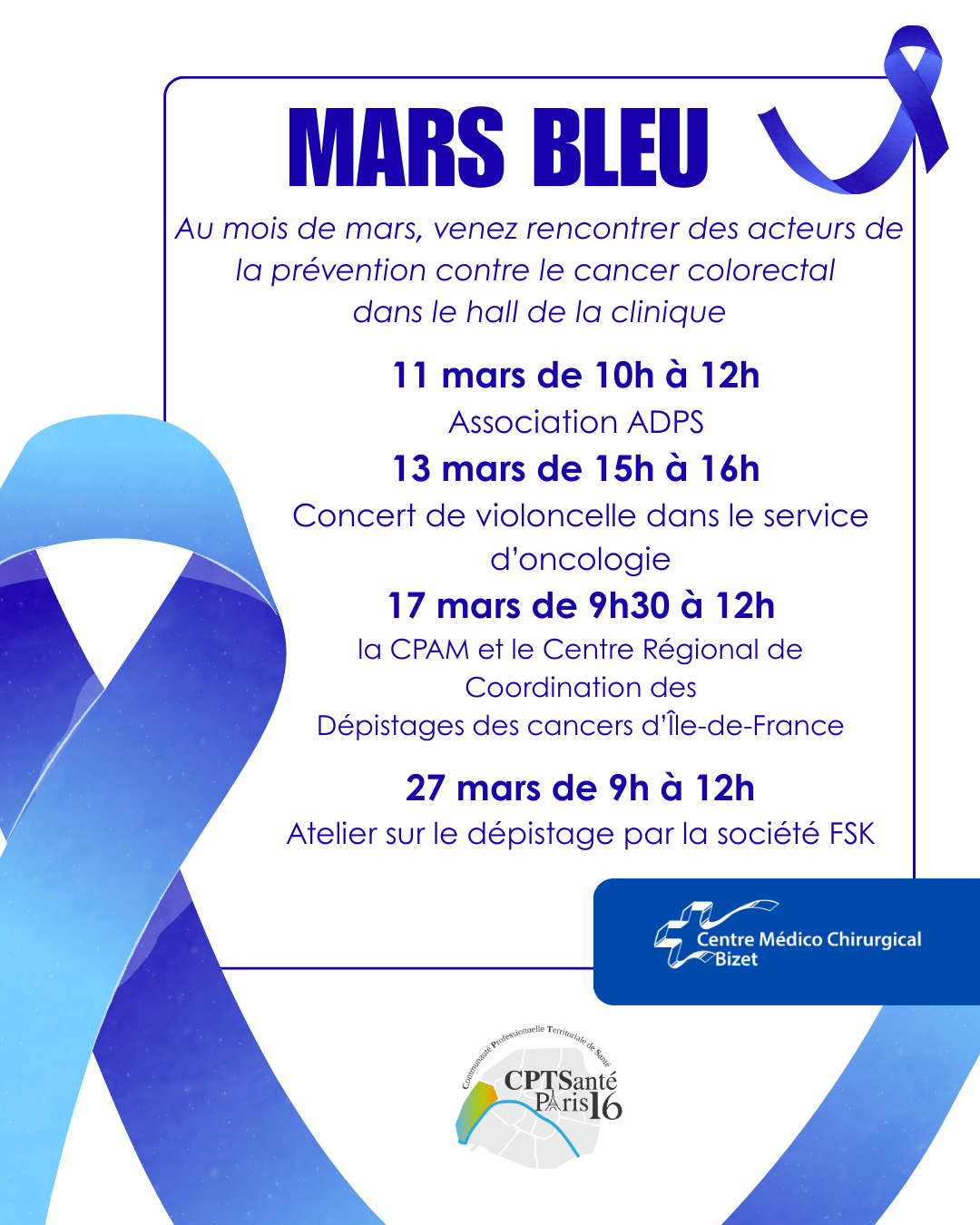 Mars Bleu : la Clinique Bizet se mobilise pour la prévention du cancer ...